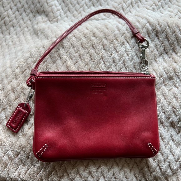 Coach | Bags | Coach Vintage Red Leather Wristlet | Poshmark